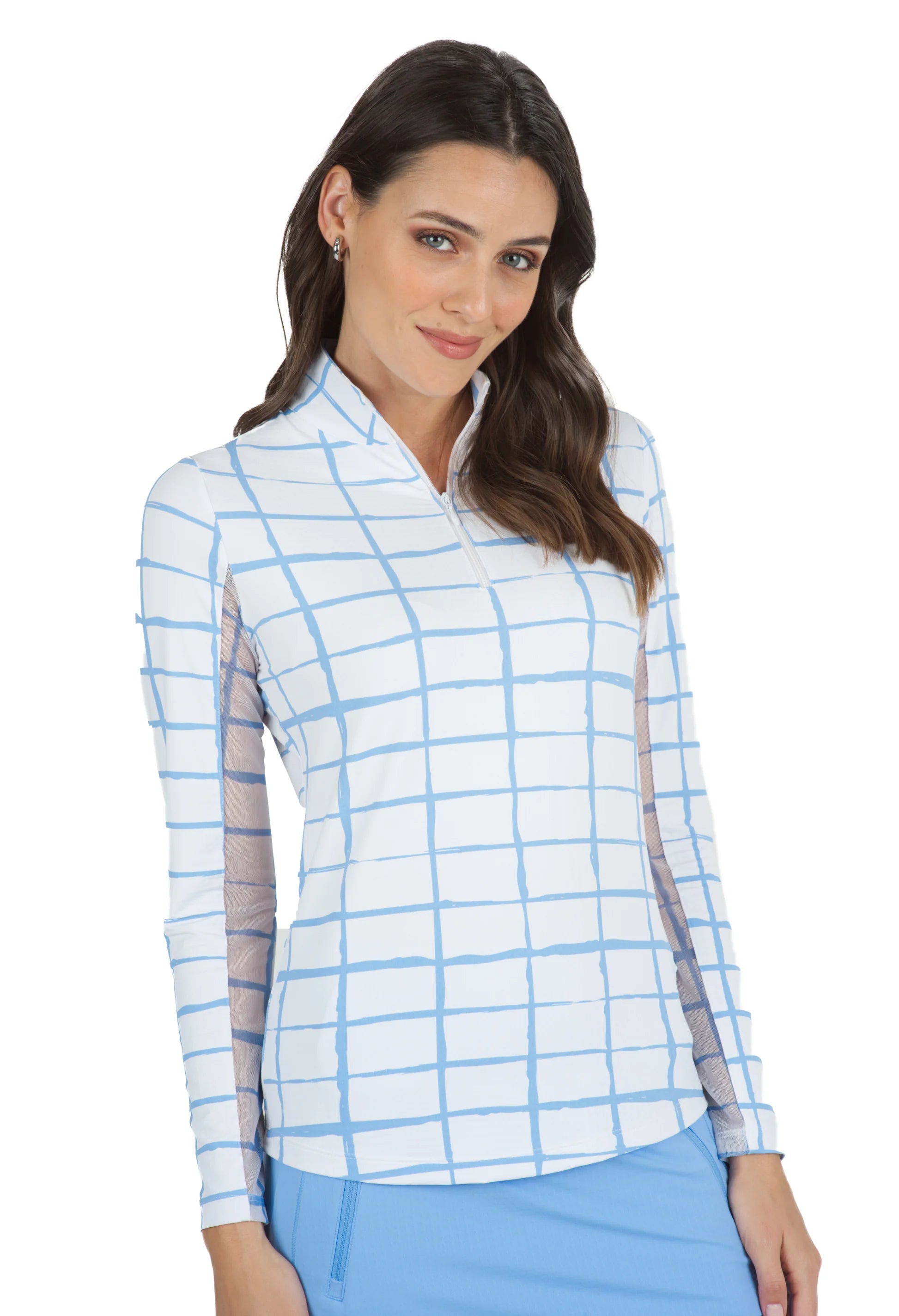 IBKUL Cordova Print Long Sleeve Mock Neck Top